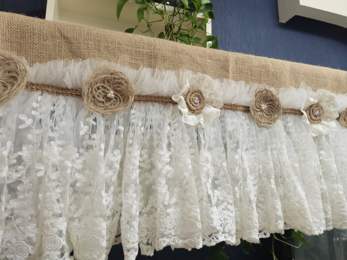 Custom Lace Curtain Lace Kitchen Valance Kitchen Curtain Shabby Lace ...