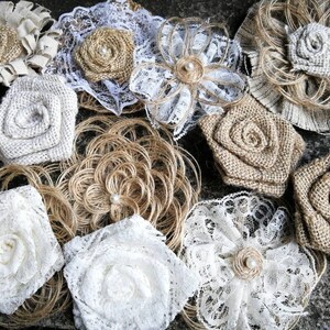 12pcs Rustic Wedding Burlap Flowers Wedding Cake Flowers Flowers ...