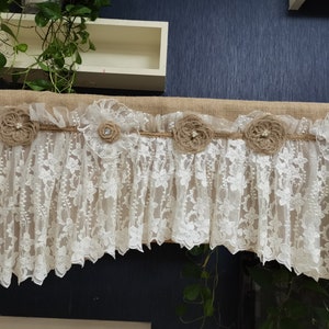 Custom Rustic Burlap Lace Bedroom Valance Burlap Lace Window Kitchen ...