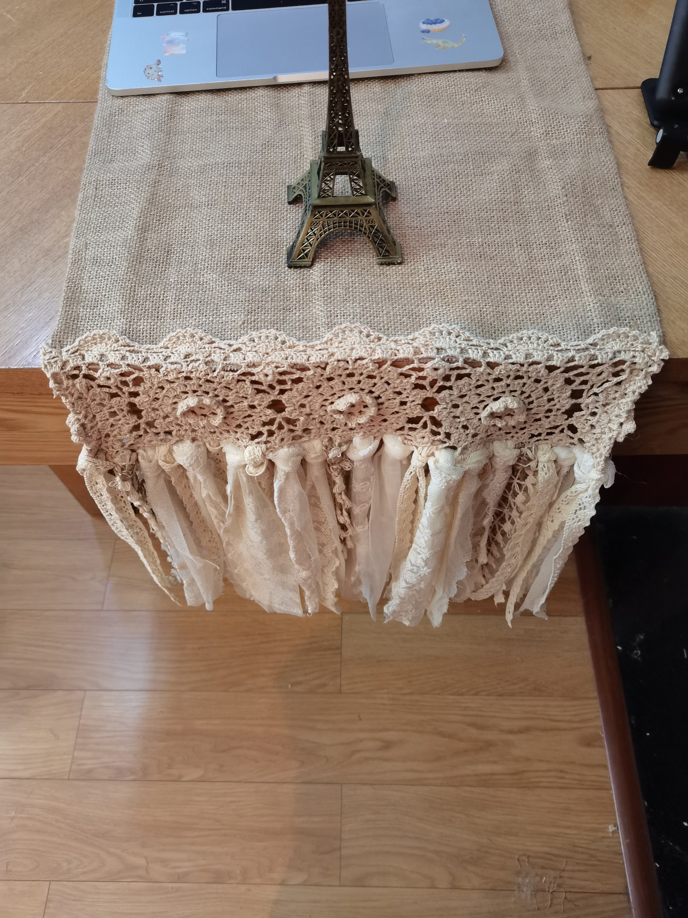 Rustic Unique Christmas Table Runner Shabby Lace Table Runner Hand ...