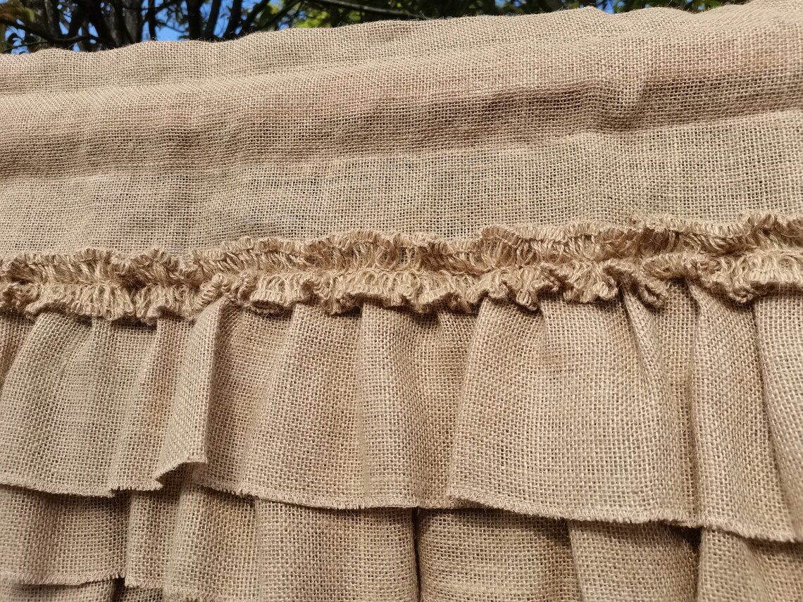 Custom Burlap Ruffle Curtian Rustic Burlap Kitchen Valance Burlap Decor ...