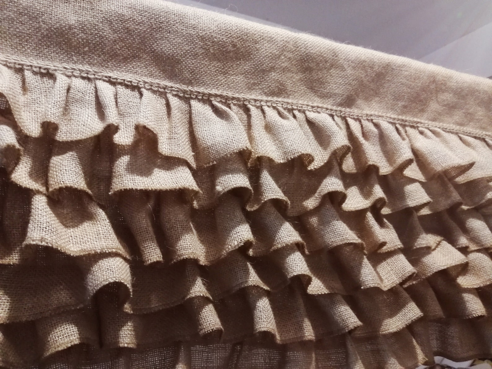Custom Burlap Ruffled Curtain Rustic Burlap Kitchen Valance - Etsy
