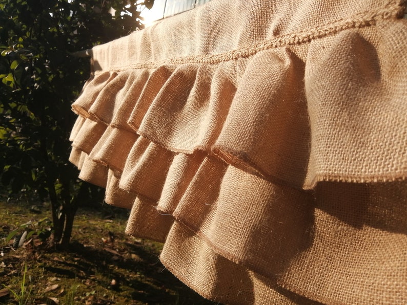 Custom Burlap Ruffle Curtian Rustic Burlap Kitchen Valance Burlap Decor ...