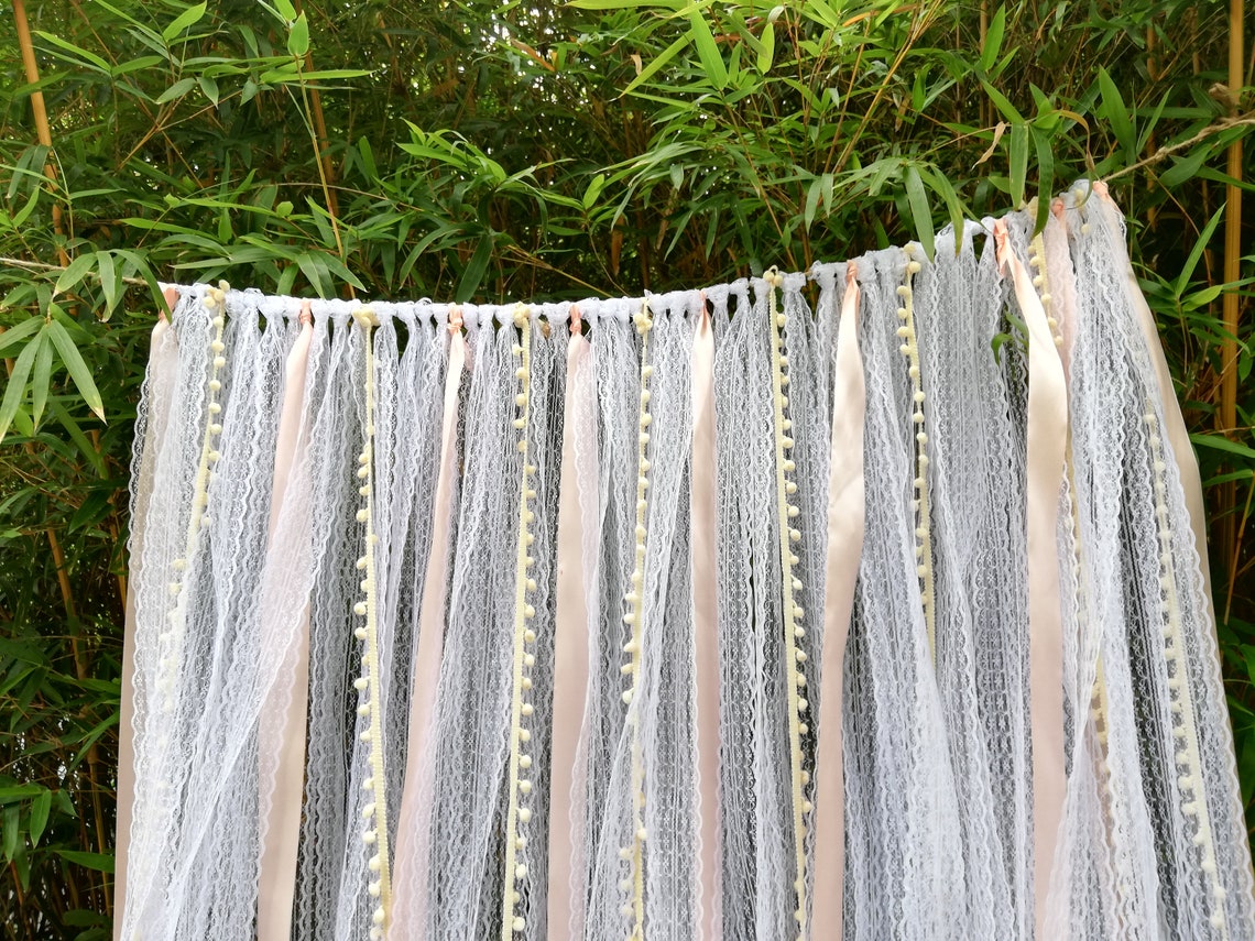 SHABBY Vtg Lace Ribbon Backdrop Wedding Banner Valance Ribbon - Etsy