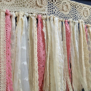 Custom Romantic High Quality Ivory Lace Pink Lace Valance Hand Crochet ...