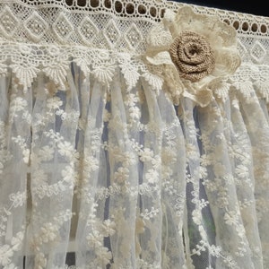 Custom Beautiful Lace Flowers Ivory Lace Curtain Lace Kitchen Valance ...