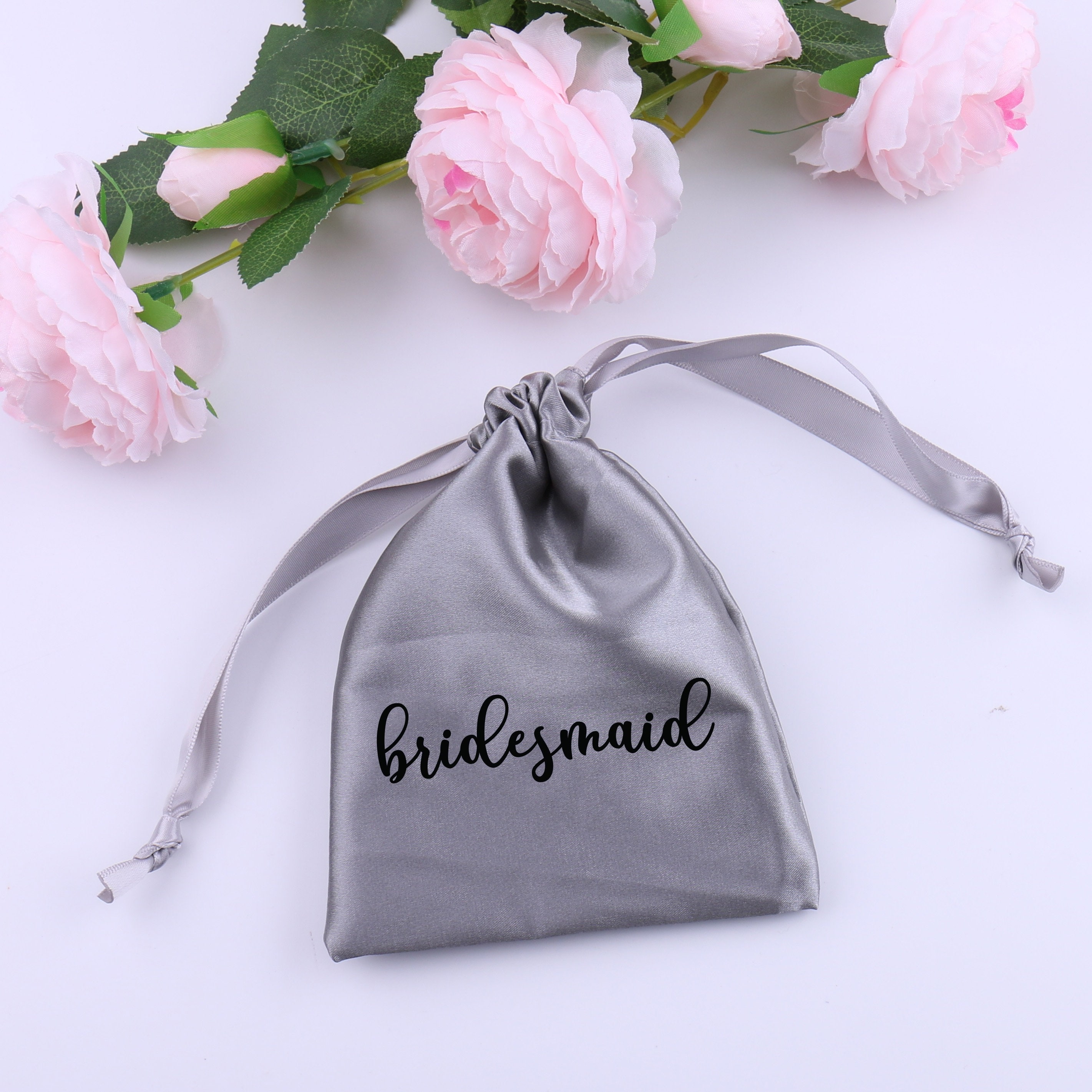 Set of 5 Personalized Satin Bags for Gift Favor Small - Etsy