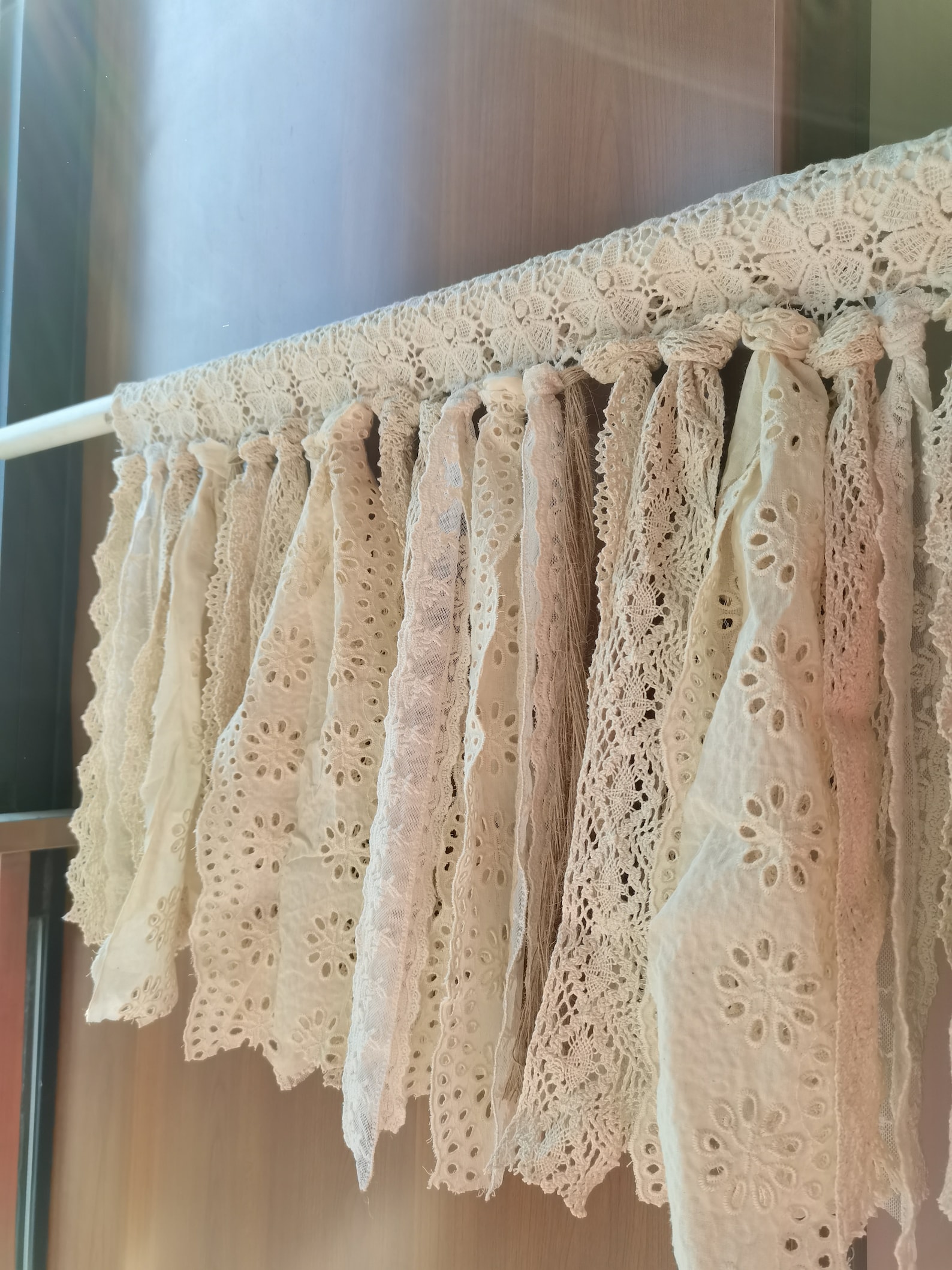 Romantic Kitchen Valance Burlap Ivory Lace Decor Kitchen - Etsy