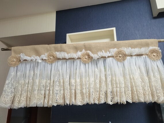Rustic Romantic Kitchen Valance Decor Kitchen Curtain Shabby - Etsy