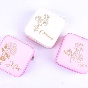 Personalized Travel Jewelry Boxes, Bridesmaid Jewelry Box, Bridal Party Gift, Necklace Ring Box ...