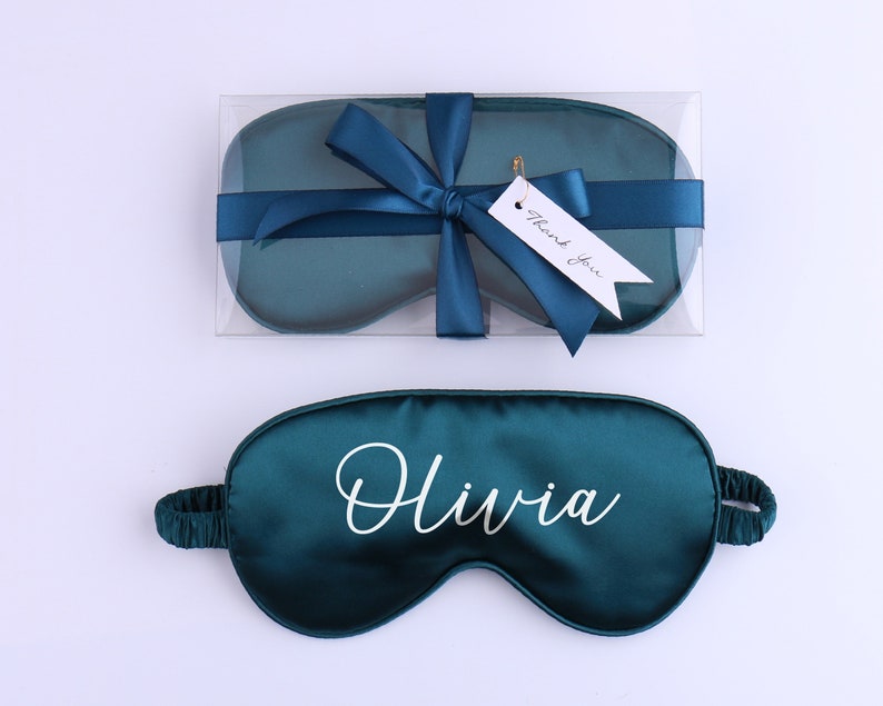 Personalized Satin Eye Sleep Mask With PVC Ribbon Gift Box Bachelorette ...