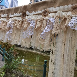 Rustic Unique Bedroom Valance Burlap Window Curtain Shabby Burlap Ivory ...