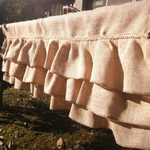 Custom Burlap Ruffle Curtian Rustic Burlap Kitchen Valance Burlap Decor ...