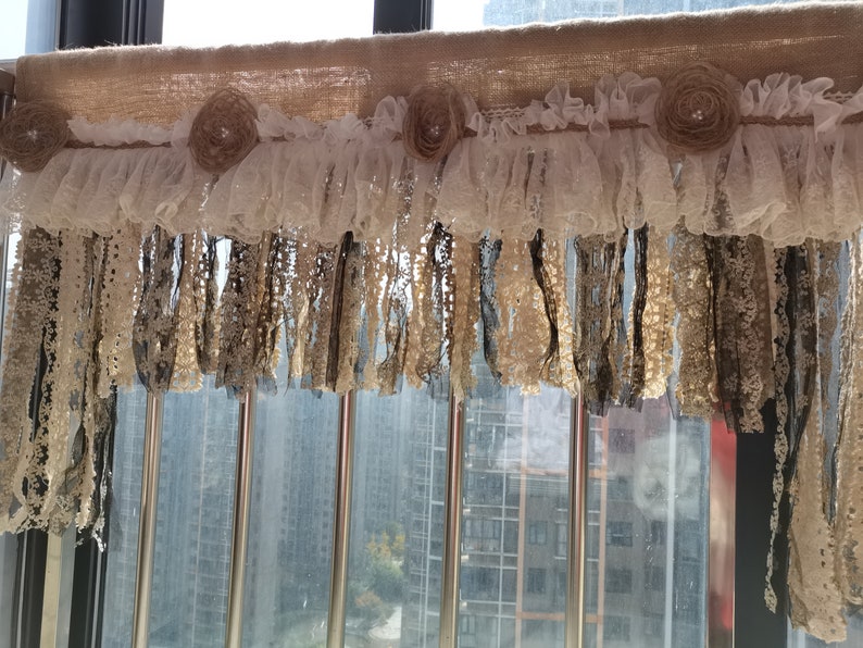 Rustic Unique Kitchen Valance Burlap Decor Kitchen Curtain Shabby ...
