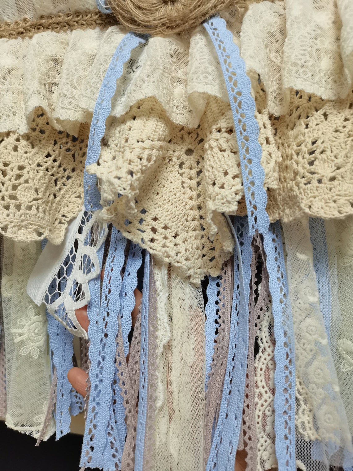 Rustic Unique Burlap Beige Lace Bedroom Valance Light Blue - Etsy