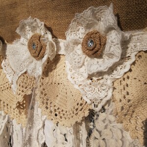 Romantic Lace Curtain Rustic burlap Kitchen Valance Burlap | Etsy