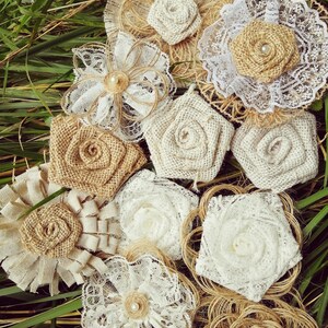 12pcs Rustic Wedding Burlap Flowers Wedding Cake Flowers Flowers ...