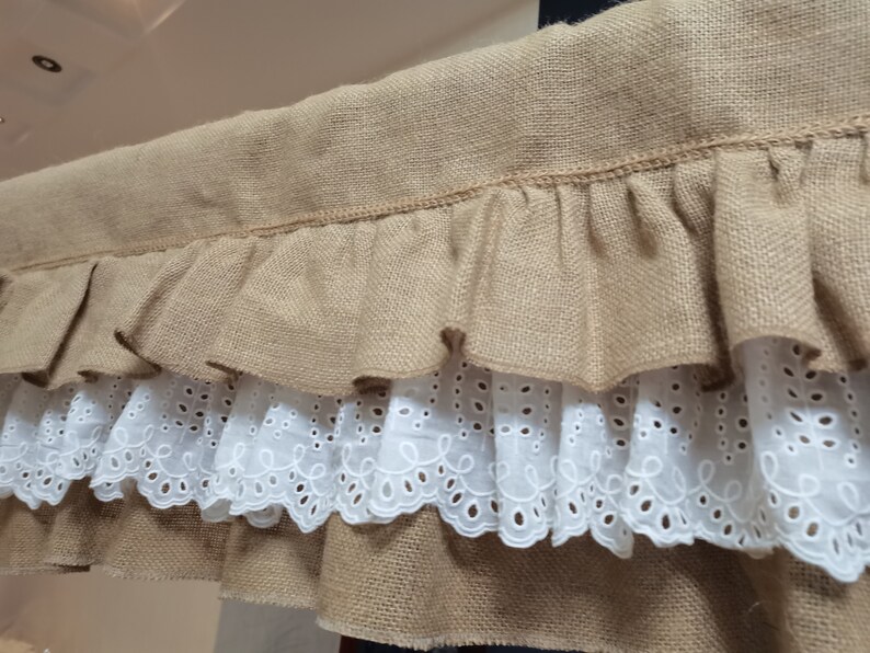 Custom Burlap Ruffled Curtian Rustic Burlap Lace Kitchen - Etsy