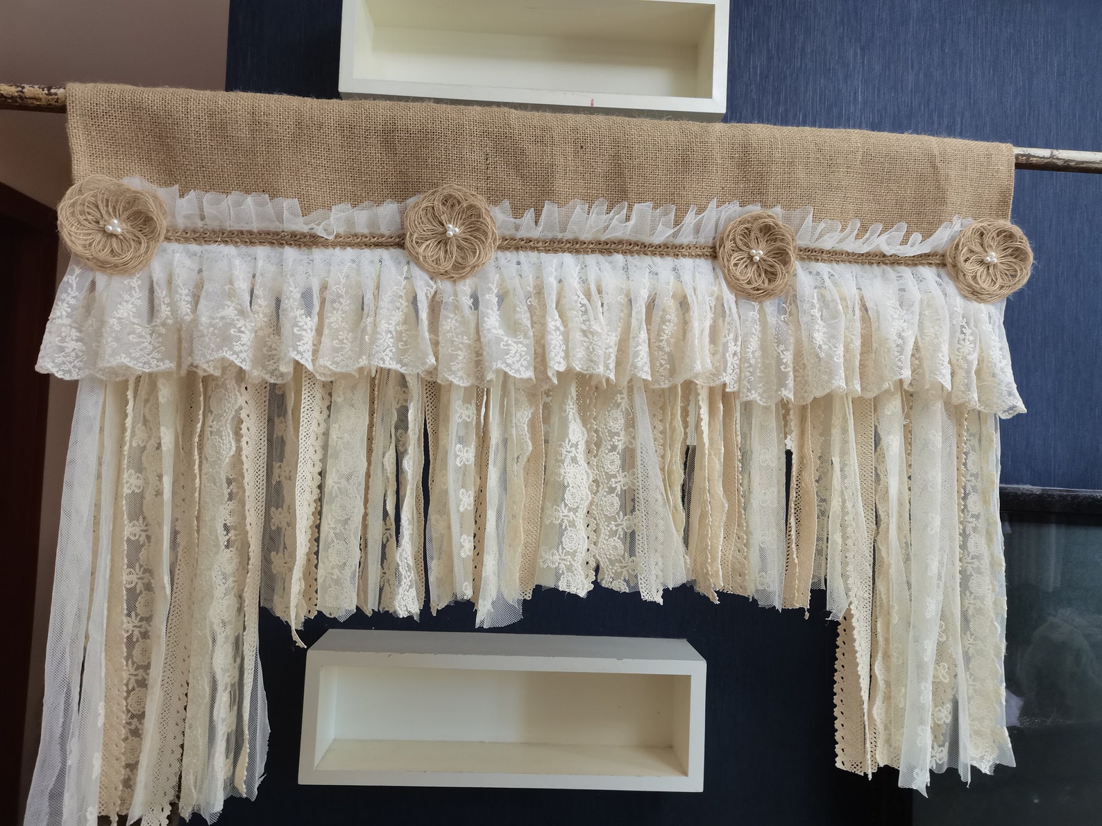Rustic Unique Kitchen Valance Burlap Decor Kitchen Curtain Shabby ...