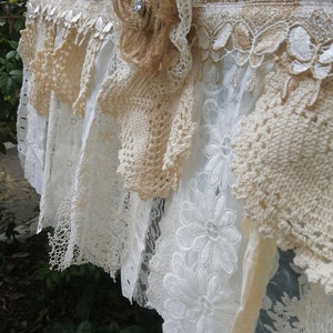 Romantic Lace Curtain Rustic Burlap Kitchen Valance Burlap Lace Decor ...
