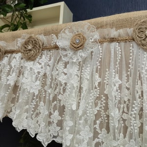 Custom Rustic Burlap Lace Bedroom Valance Burlap Lace Window Kitchen ...