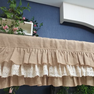 Custom Burlap Ruffled Curtain Rustic Burlap Lace Kitchen Valance Burlap ...