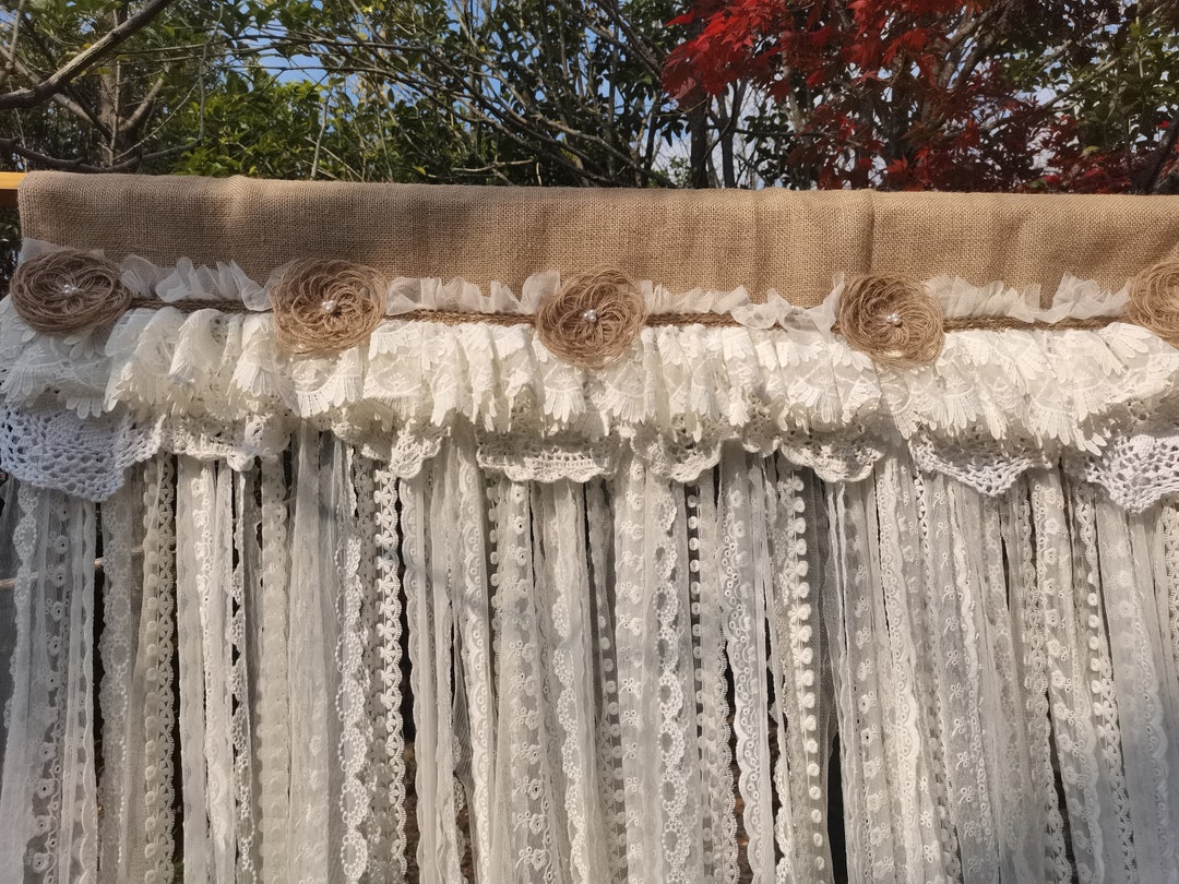 Custom Romantic Lace Door Curtain Bedroom Curtain Window Curtain Burlap ...