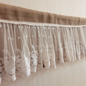 Romantic Lace Curtain Rustic Burlap Kitchen Valance Burlap Lace Decor ...