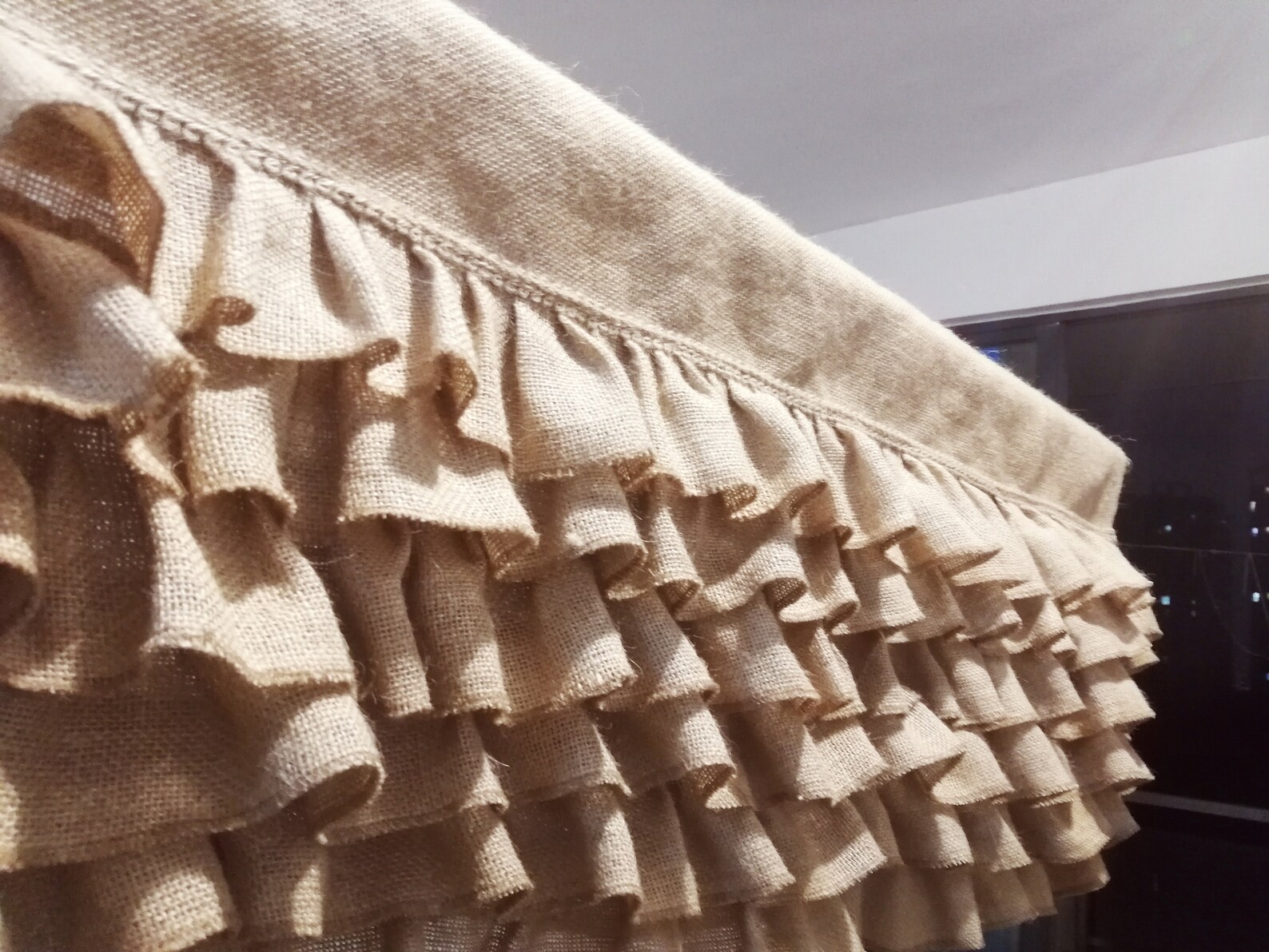 Custom Burlap Ruffled Curtain Rustic Burlap Kitchen Valance - Etsy