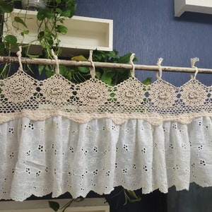Custom Hand Crochet Lace Kitchen Valance Curtain Shabby Lace Window ...