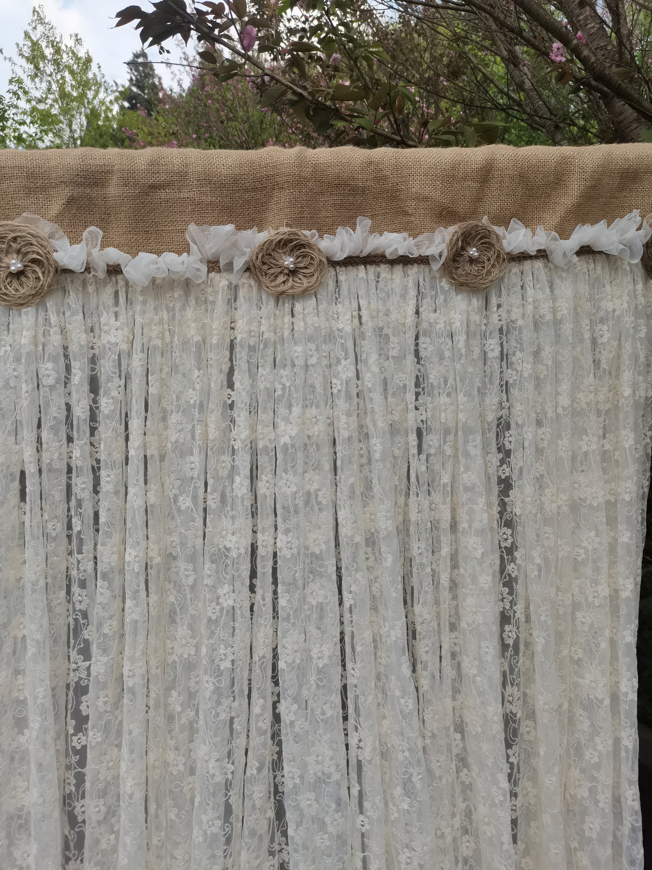 Custom Romantic Full Ivory Lace Door Curtain Bedroom Window Curtain ...