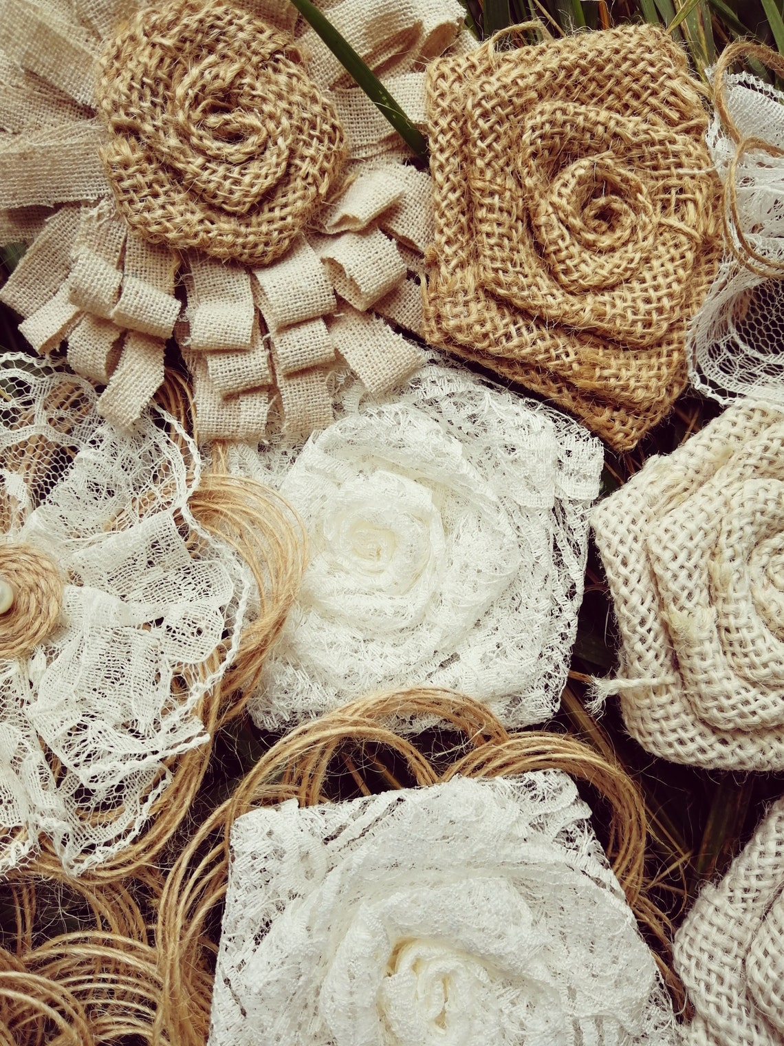 12pcs Rustic Wedding Burlap Flowers Wedding Cake Flowers Flowers ...