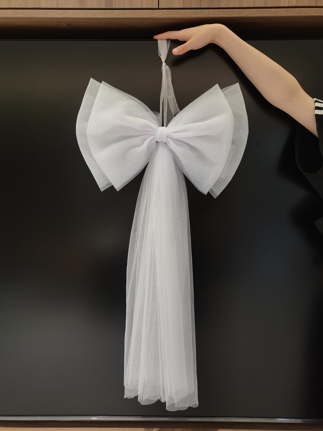 1pc Big Tulle Pew Bows,big Pew Bows, Tulle Bows, Formal Wedding Decor ...