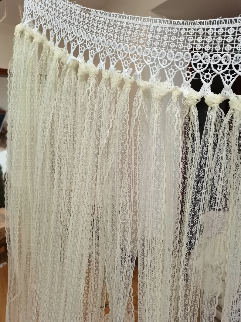 SHABBY Vtg Ivory Lace Backdrop Wedding Banner Valance Fabric | Etsy