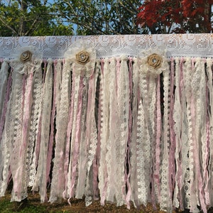 Custom Hand Crochet Lace Light Pink Lace Valance Curtain Kitchen ...