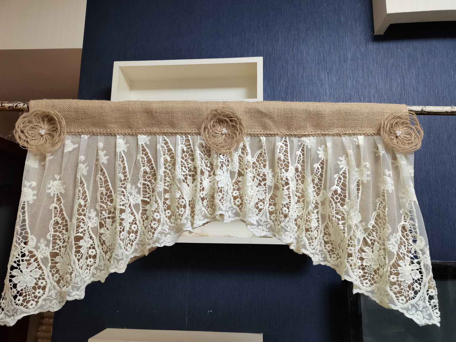 Custom Romantic Kitchen Valance Burlap Lace Decor Kitchen - Etsy