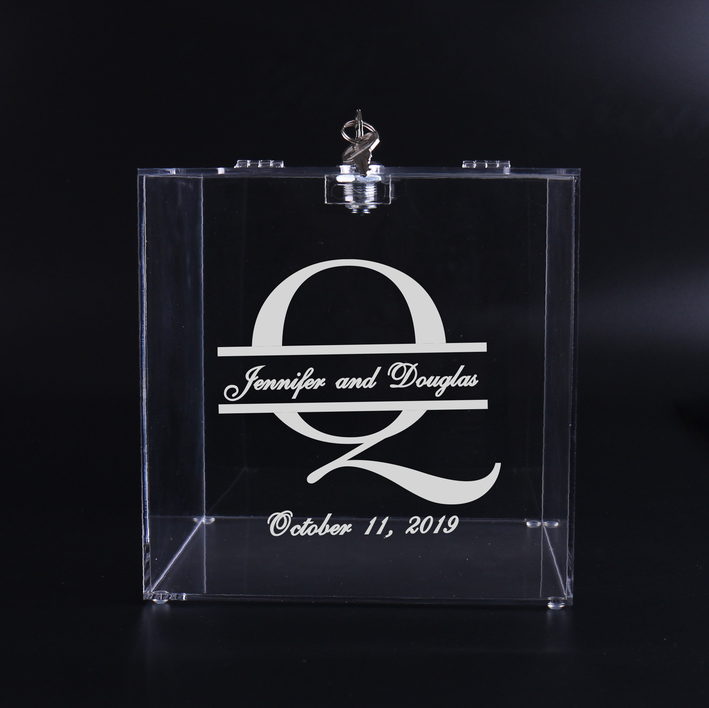 Personalized Acrylic Wedding Card Box With Lid Latch Key Name and ...
