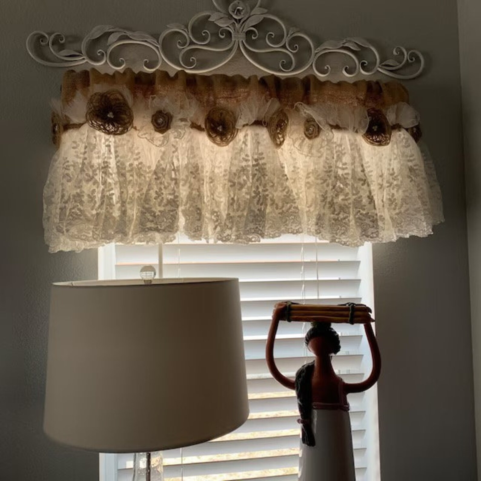 Custom Lace Curtain Lace Kitchen Valance Kitchen Curtain Shabby Lace ...