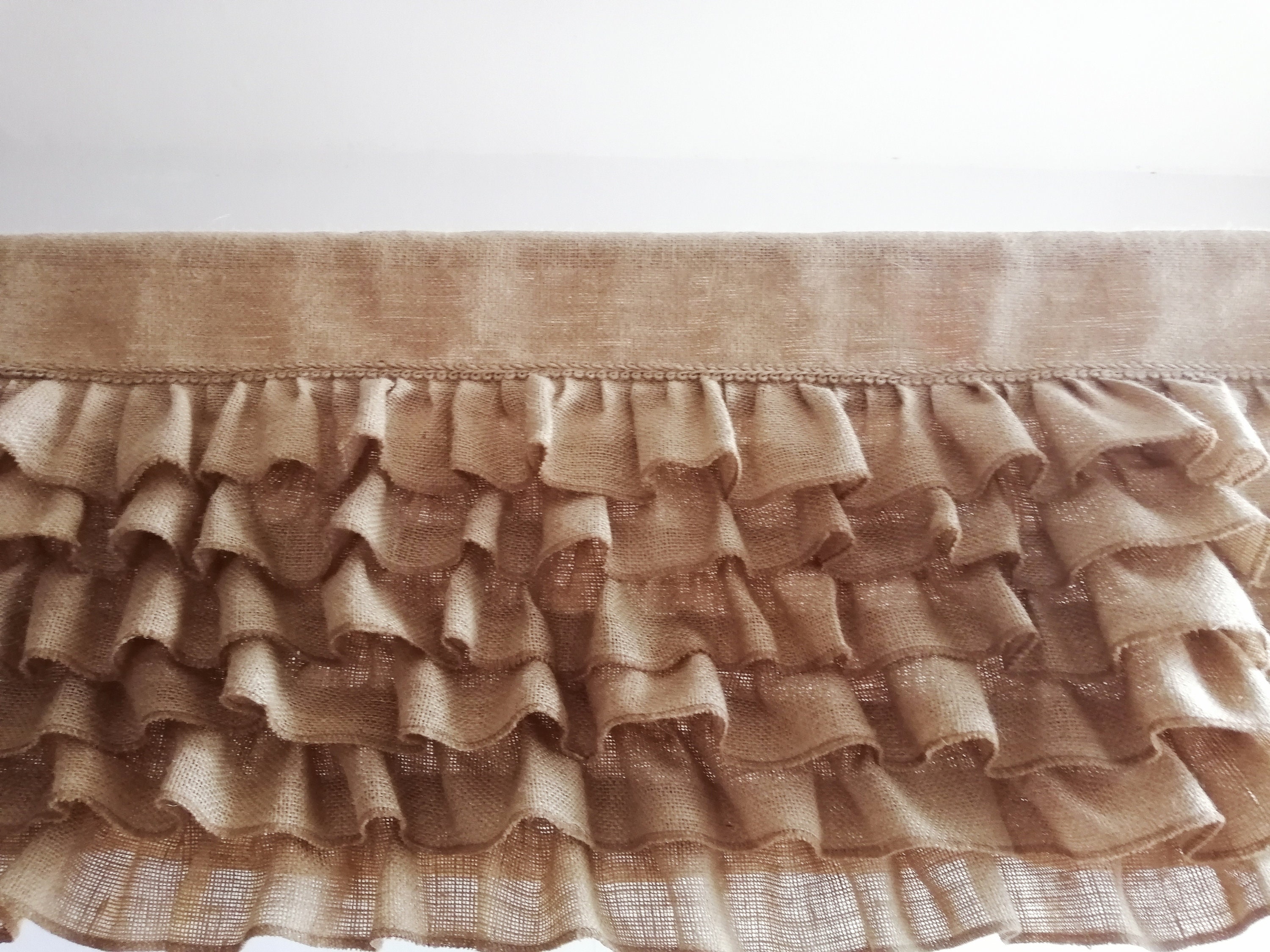 Custom Burlap Ruffled Curtain Rustic Burlap Kitchen Valance Burlap ...
