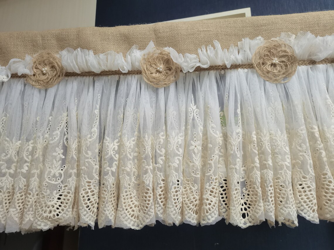 Rustic Romantic Kitchen Valance Decor Kitchen Curtain Shabby - Etsy