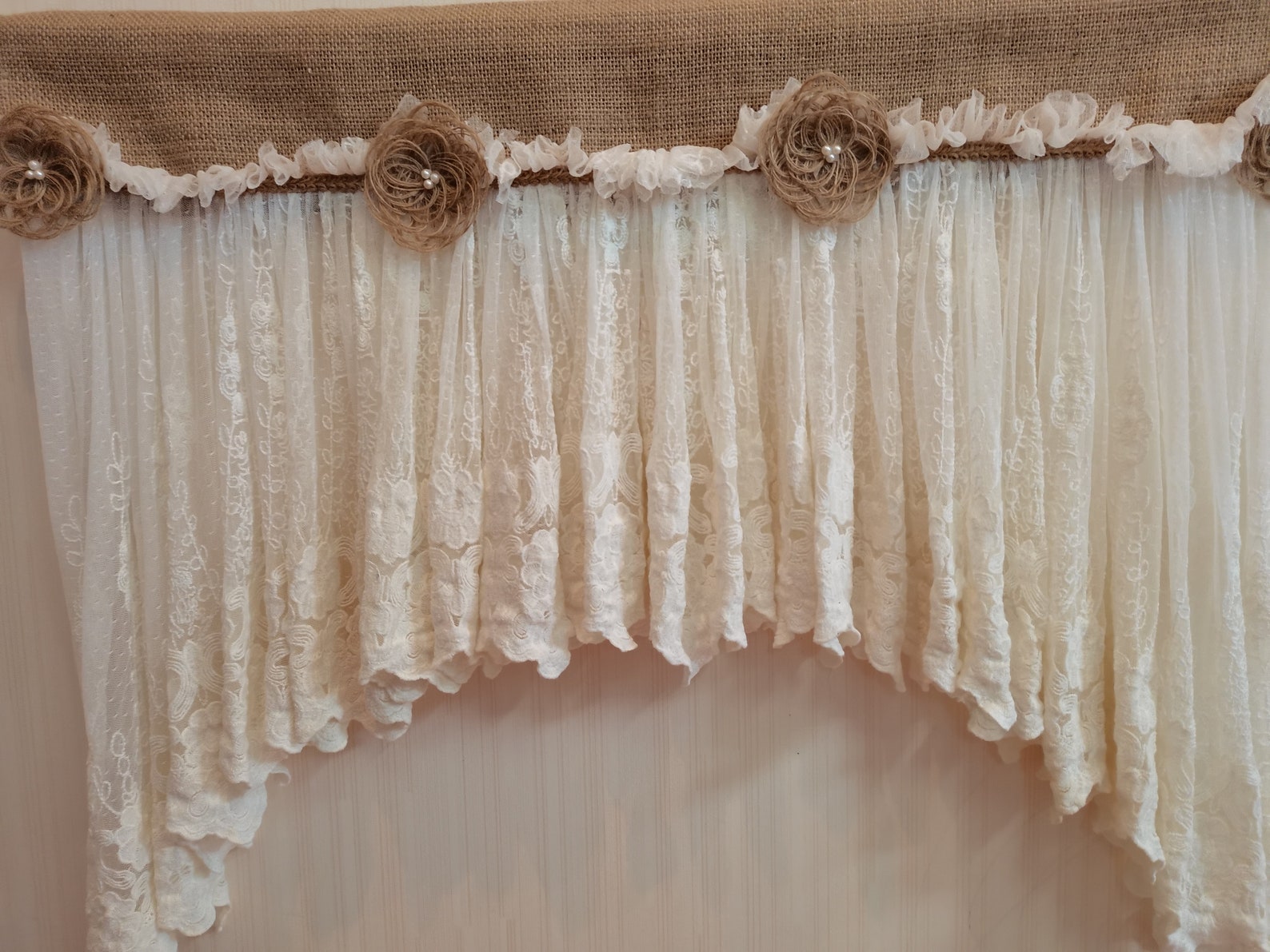 Shabby Ivory Lace Curtain High Quality Ivory Lace Window Valance ...