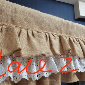 Custom Burlap Ruffled Curtian Rustic Burlap Lace Kitchen Valance Burlap ...