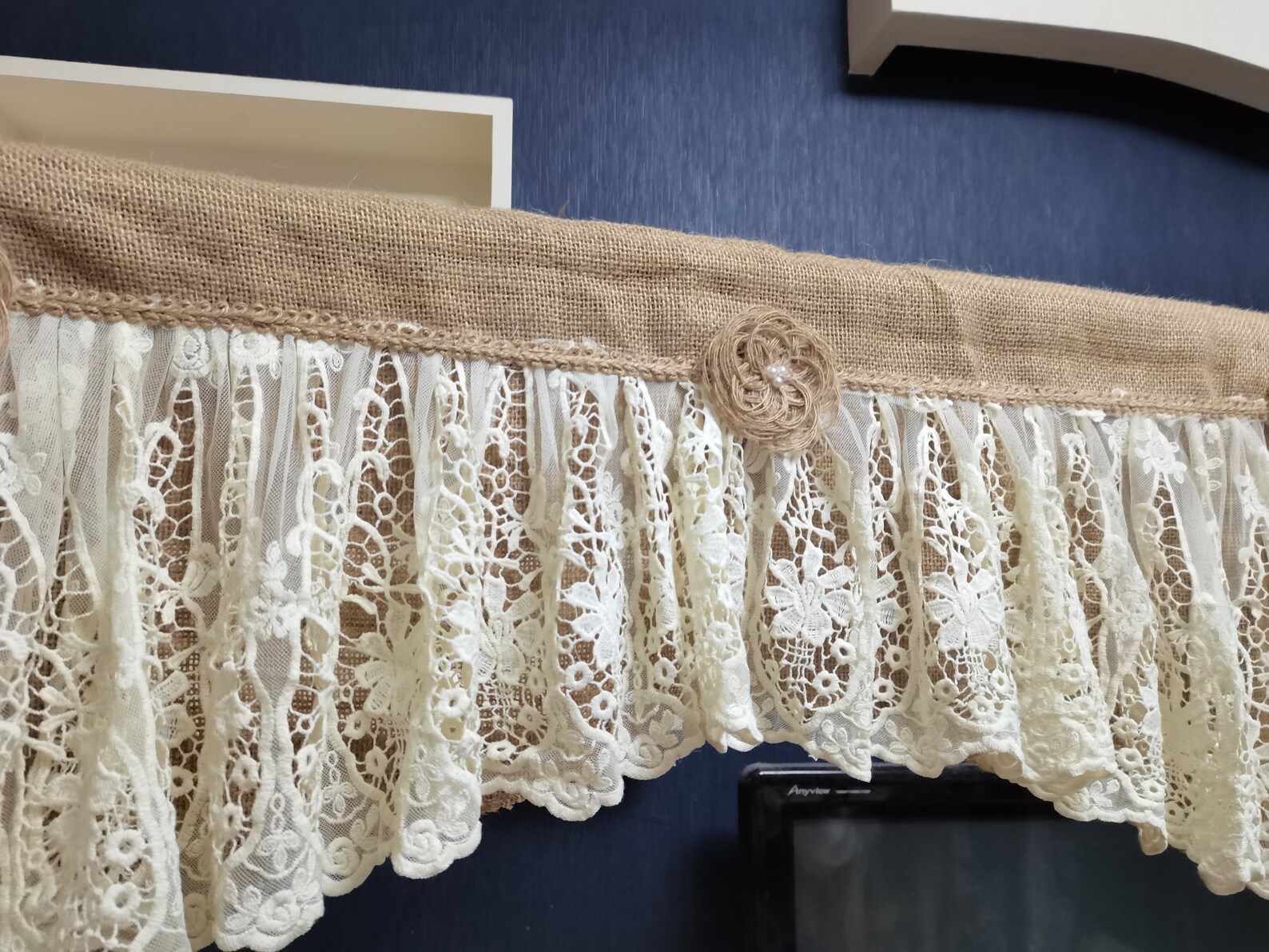 Custom Romantic Kitchen Valance Burlap Lace Decor Kitchen - Etsy