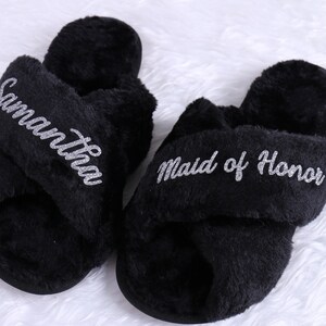 Customized Cozy Slipper Girlfriend Winter Fluffy Bridesmaid Proposal ...