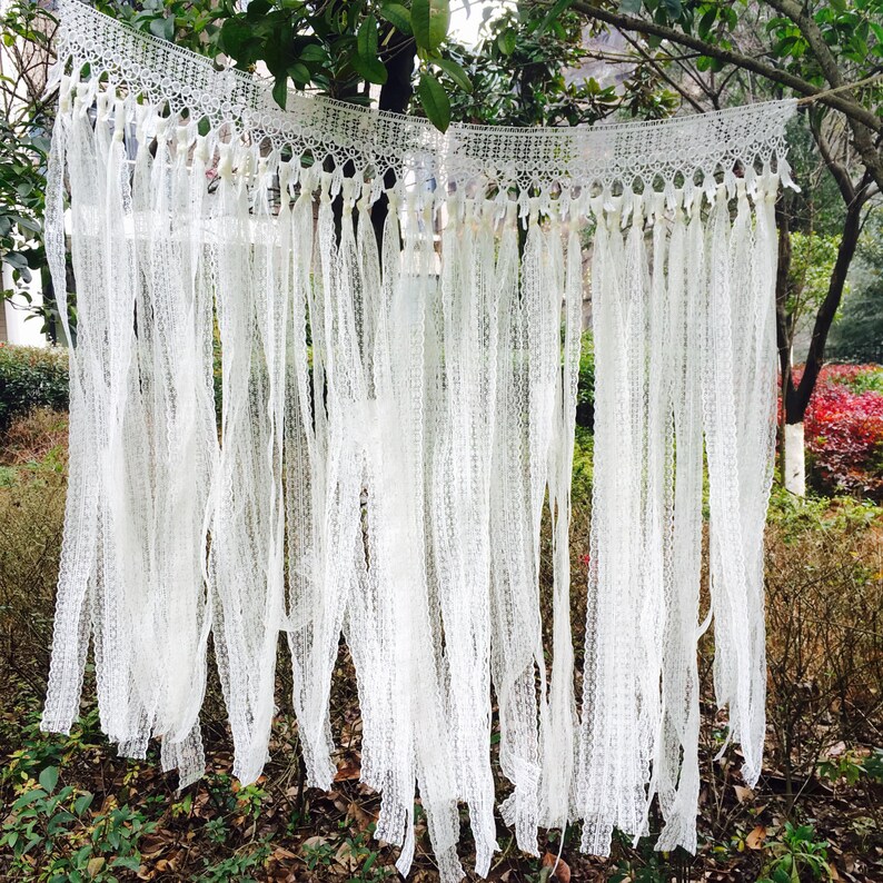 SHABBY Vtg Lace Backdrop Wedding Banner Valance Fabric Garland - Etsy