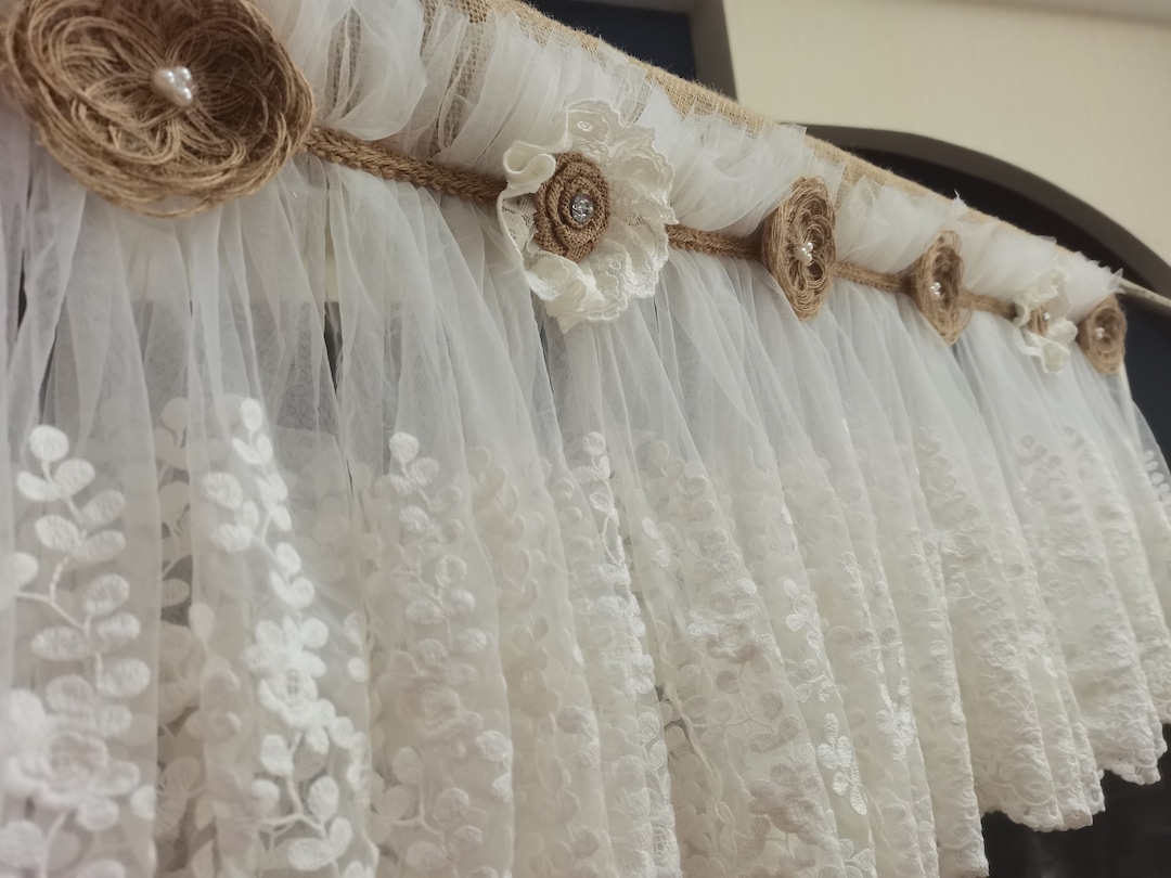 Custom Lace Curtain Lace Kitchen Valance Kitchen Curtain Shabby Lace ...