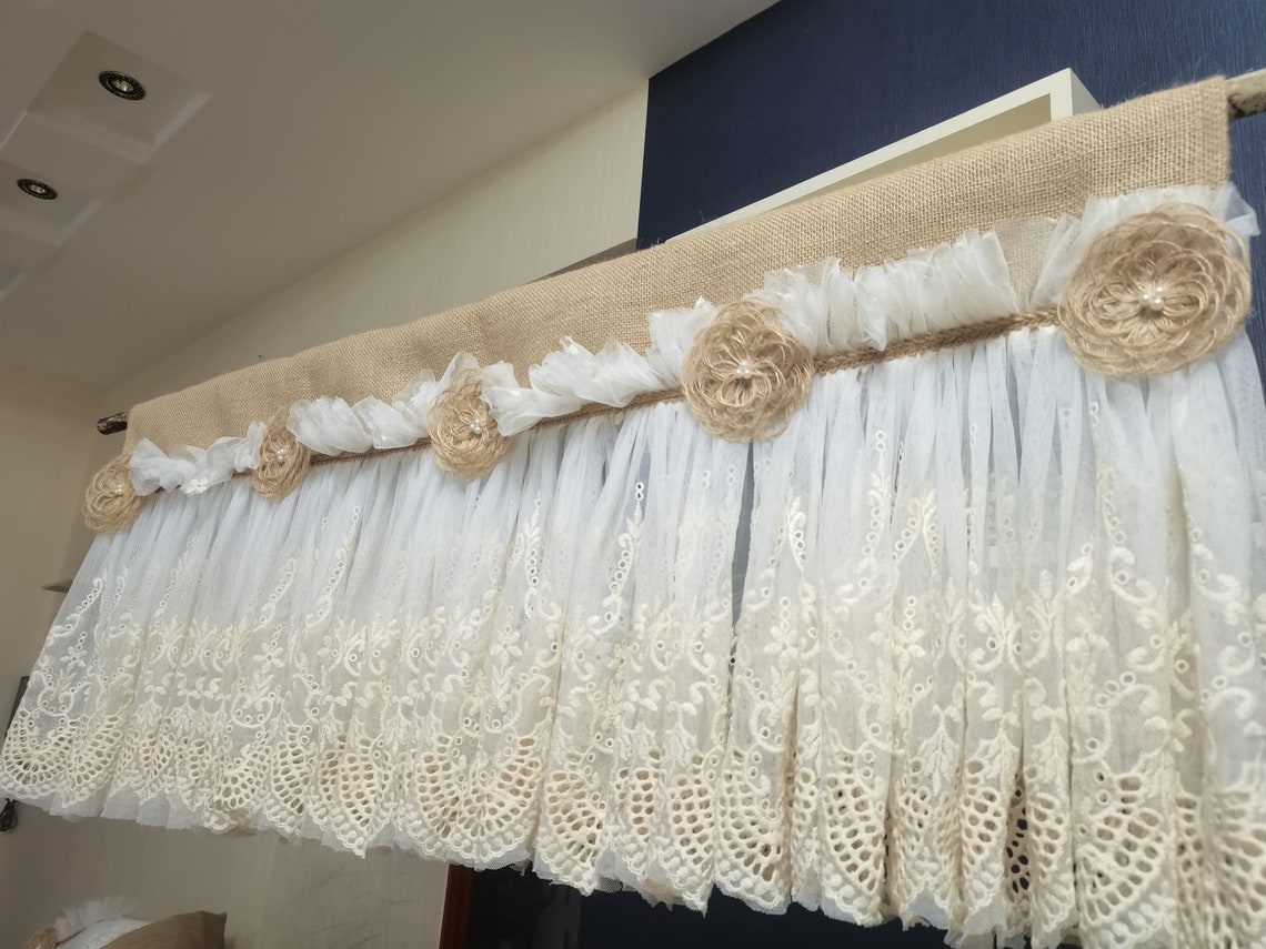 Rustic Romantic Kitchen Valance Decor Kitchen Curtain Shabby - Etsy