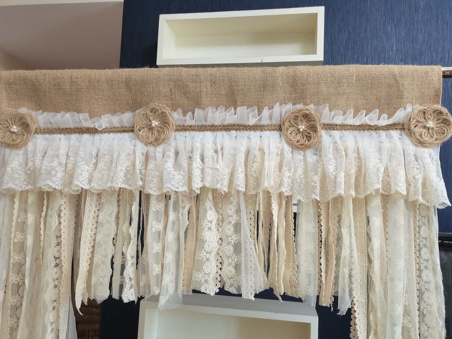 Rustic Unique Kitchen Valance Burlap Decor Kitchen Curtain Shabby ...