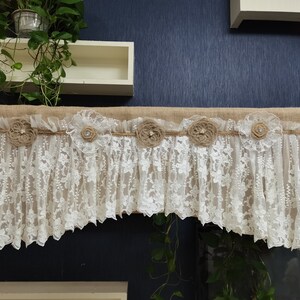 Custom Rustic Burlap Lace Bedroom Valance Burlap Lace Window Kitchen ...