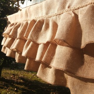 Custom Burlap Ruffle Curtian Rustic Burlap Kitchen Valance Burlap Decor ...